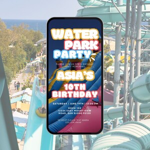 Waterpark Birthday Party Invitation, Amusement Park Invitation, Water ...