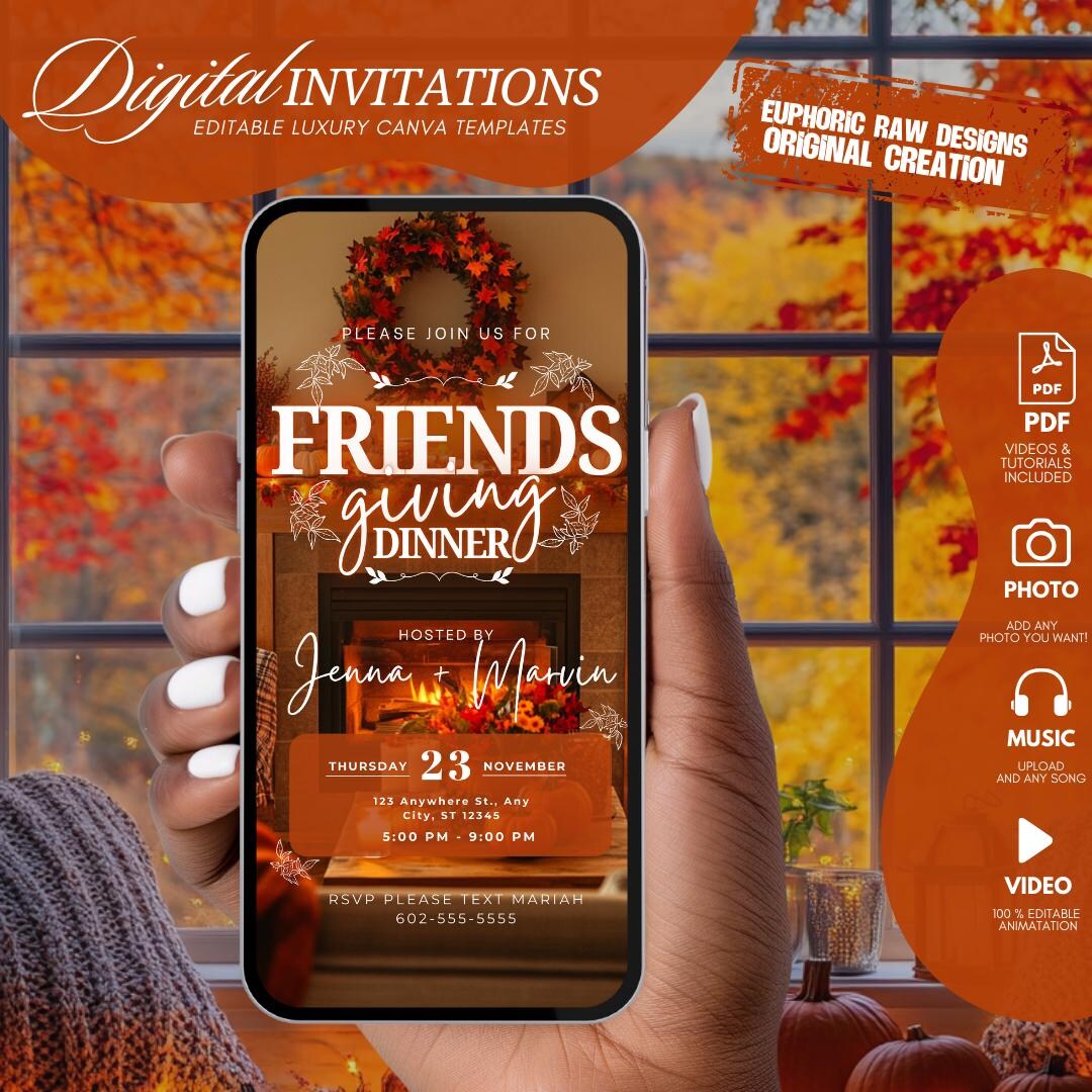 Friendsgiving Dinner Invitation, Customizable Thanksgiving Dinner ...