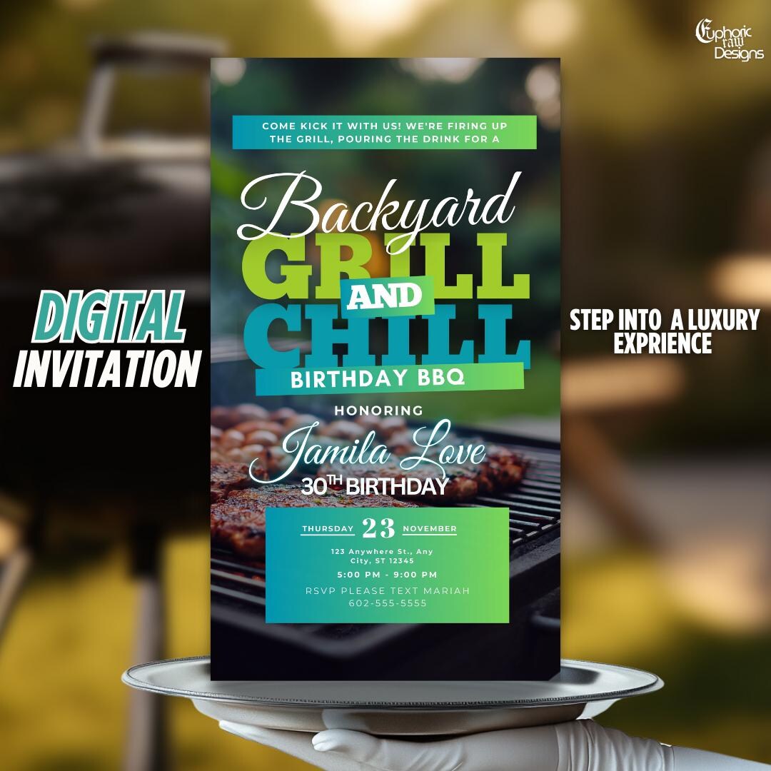 Birthday BBQ Grill & Chill, Backyard Barbecue Invitation, Animated ...