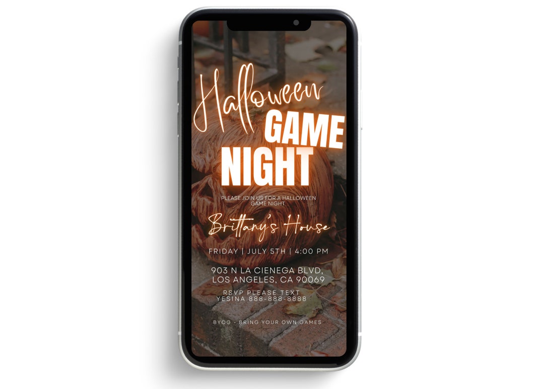 Halloween Game Night Invitation, Digital Game Night Flyer, Halloween Invite , Board Game Invite ...