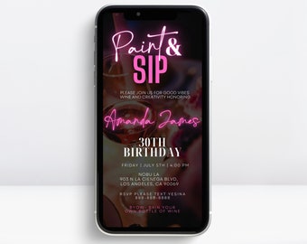 Digital Invitation Paint and Sip Party - Etsy