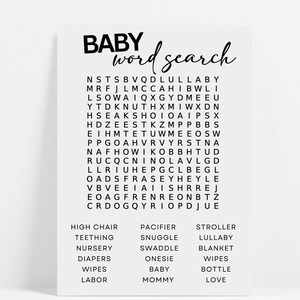 Word Search, Baby Shower Games, Baby Shower Games, Trivia Games, Word ...