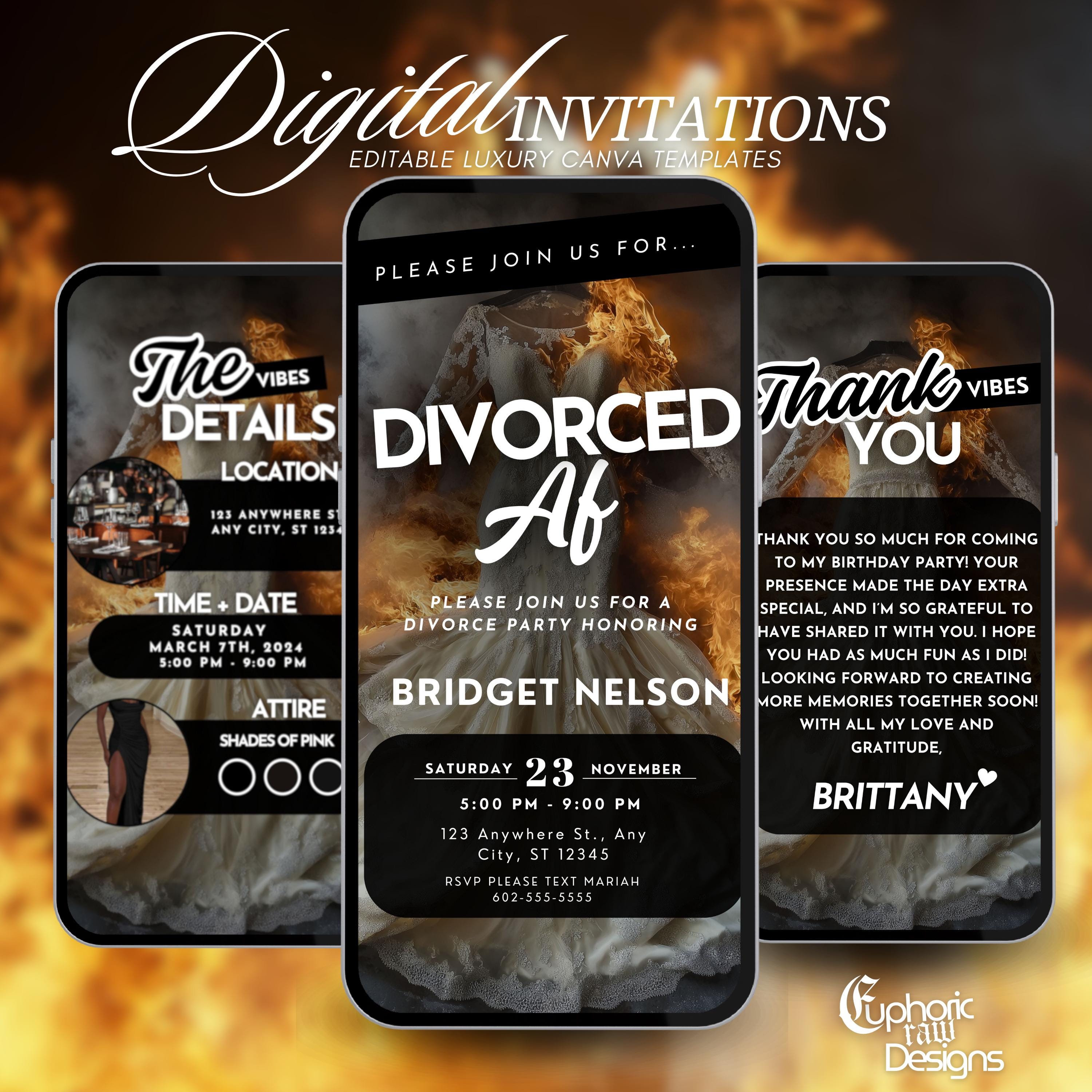 Digital Divorce Party Invitation, Break up Separation DIY Template ...