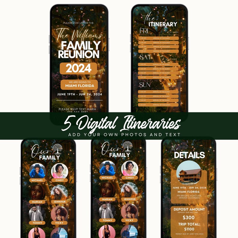 Digital Family Reunion Itinerary, Family Tree Template, High School ...
