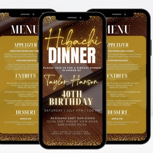 Digital Hibachi Invitation, Birthday Dinner Invite, Japanese Restaurant ...