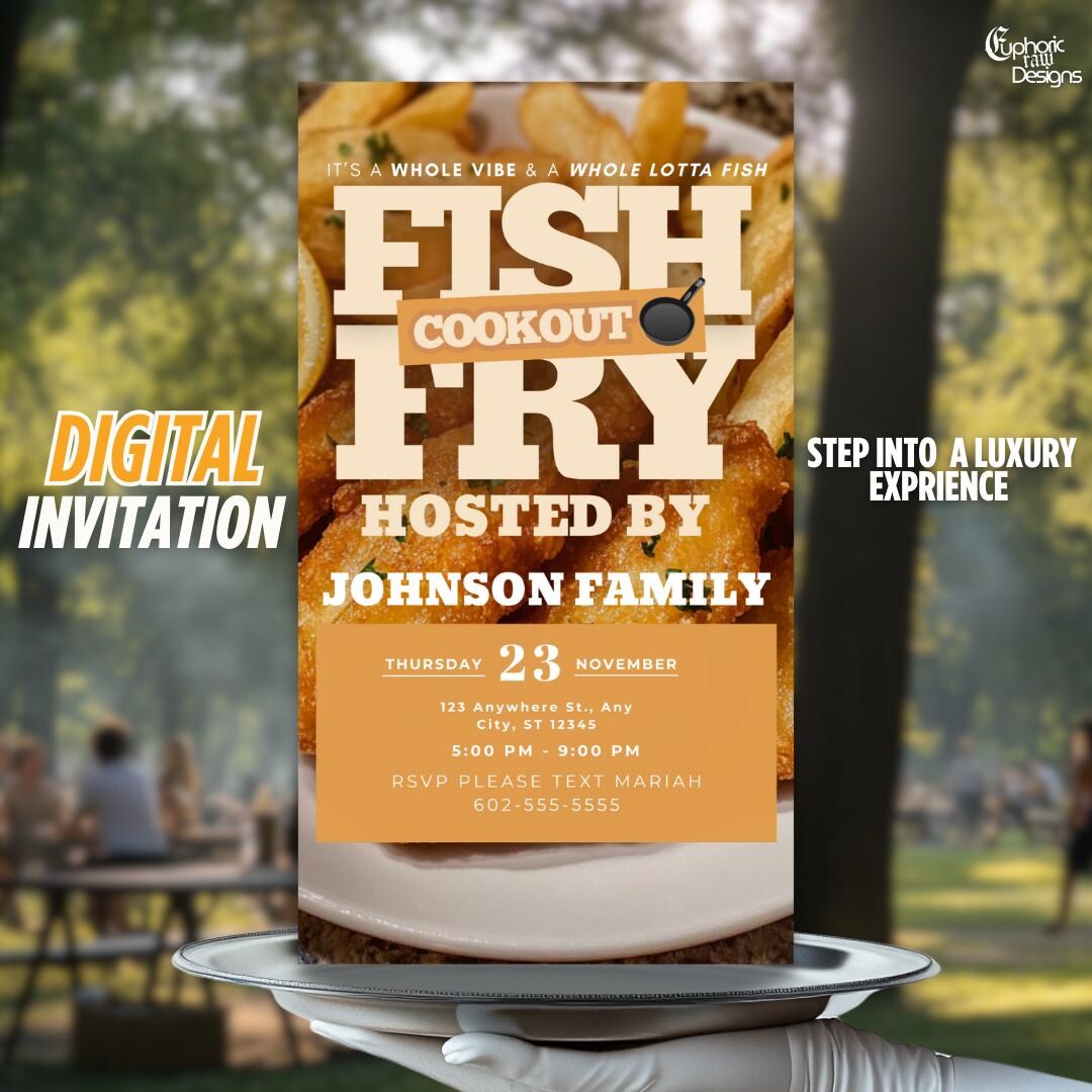 Fish Fry Invitation, Seafood Party Invite, Soul Food Cookout Birthday ...