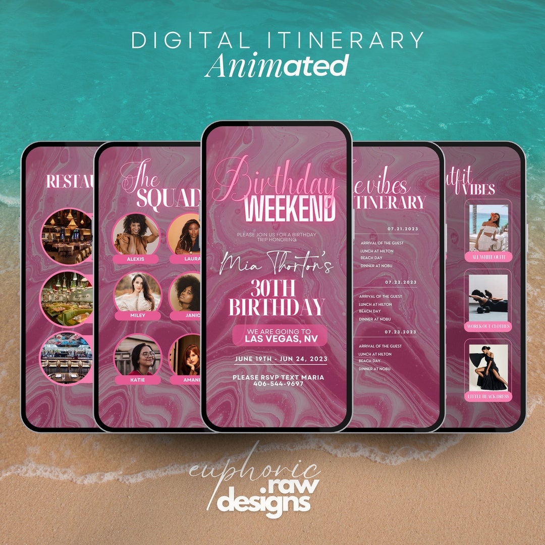 Birthday Weekend, Itinerary Template,travel Itineray, Birthday Weekend ...