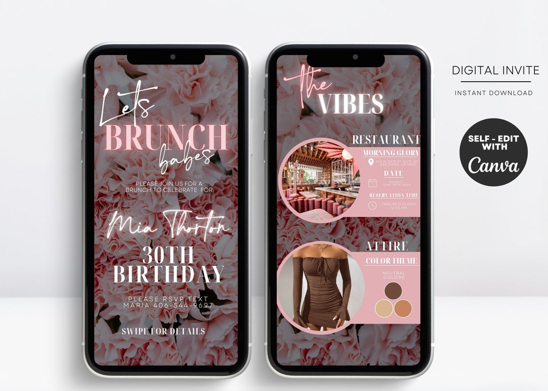 Brunch Flyer Invite Digital Birthday Brunch Invitation - Etsy