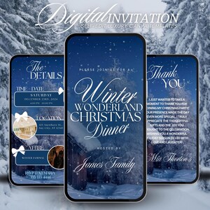 Christmas Dinner Invitation, Editable Christmas Party Invite, Winter ...