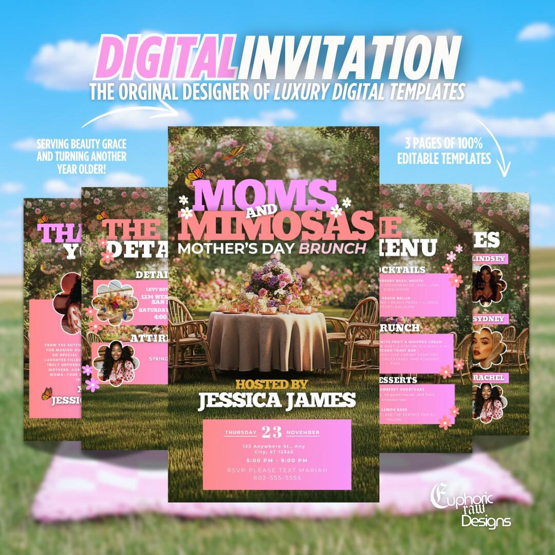 Digital Mother’s Day Brunch Invitation, Animated Evite, Moms & Mimosas ...