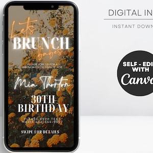 Brunch Flyer Invite Digital Birthday Brunch Invitaiton - Etsy