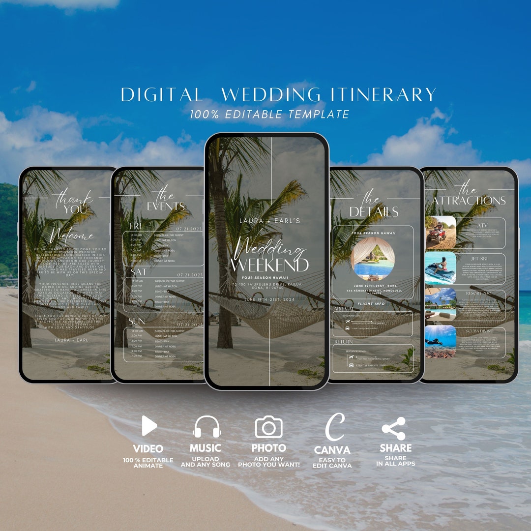 Destination Wedding Invitation Digital Itinerary, Travel Wedding ...