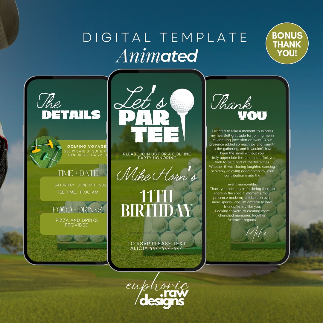 Digital Golf Birthday Invitation, Golfing Birthday Invite, Birthday ...