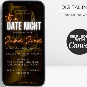Date Night Invitation Night Out, Couple Date, Dinner Date Invite ...