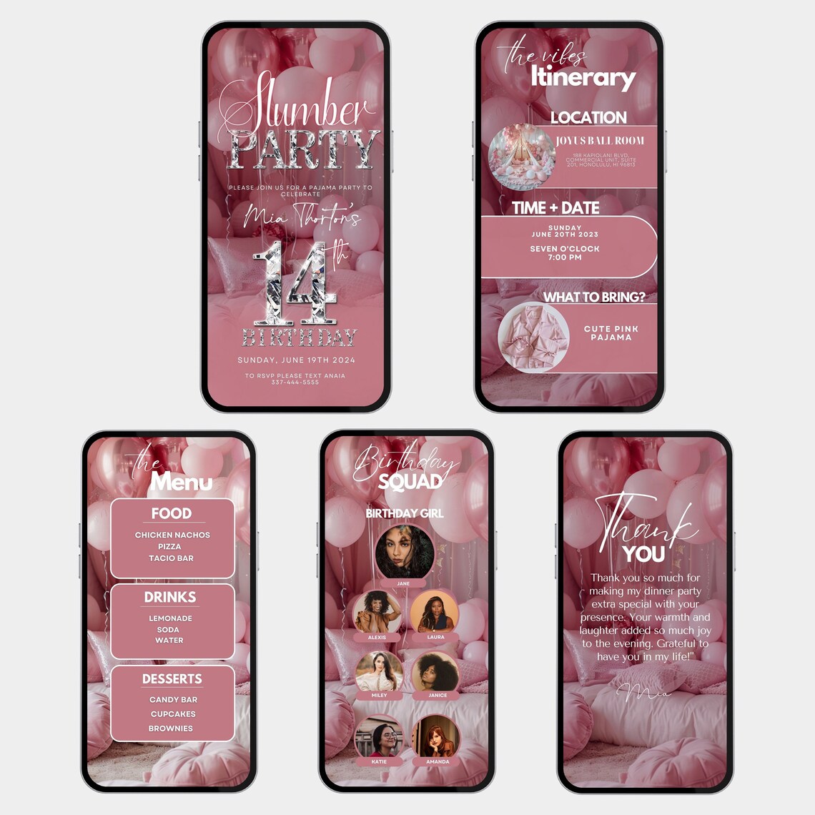 14th Slumber Birthday Party Itinerary, Sleepover Invitation, Digital ...