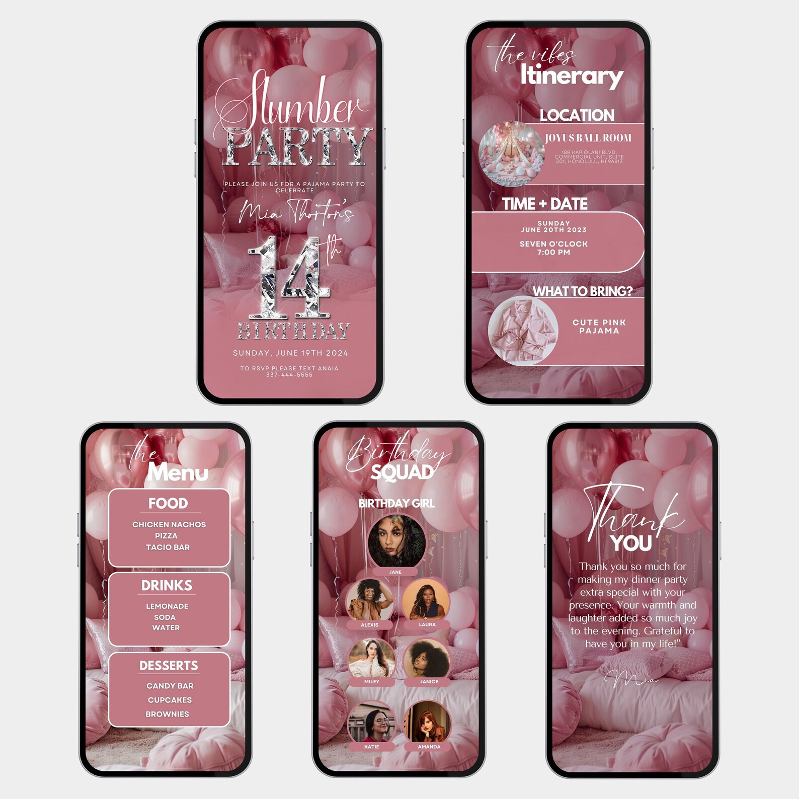 14th Slumber Birthday Party Itinerary, Sleepover Invitation, Digital ...