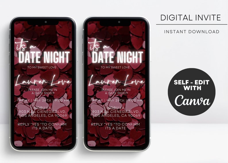 Date Night Invitation Night Out, Couple Date, Dinner Date Invite ...