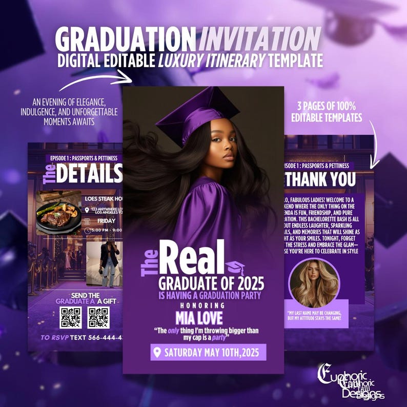 Graduation Party Flyer, Class of 2026 Celebration, Editable Canva ...