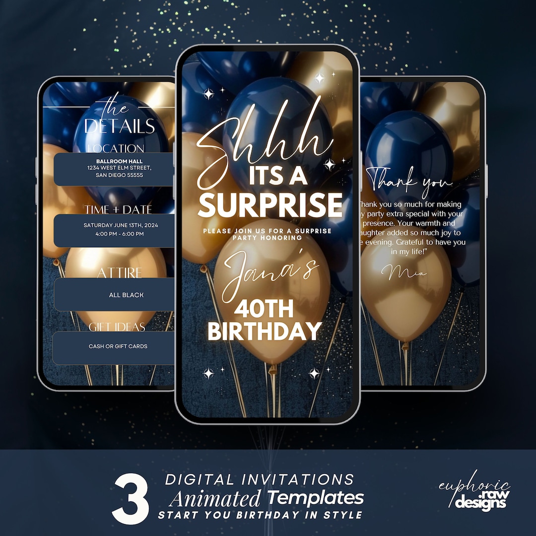 Surprise Party Birthday Invitation, Digital Shhh Its a Surprise ...