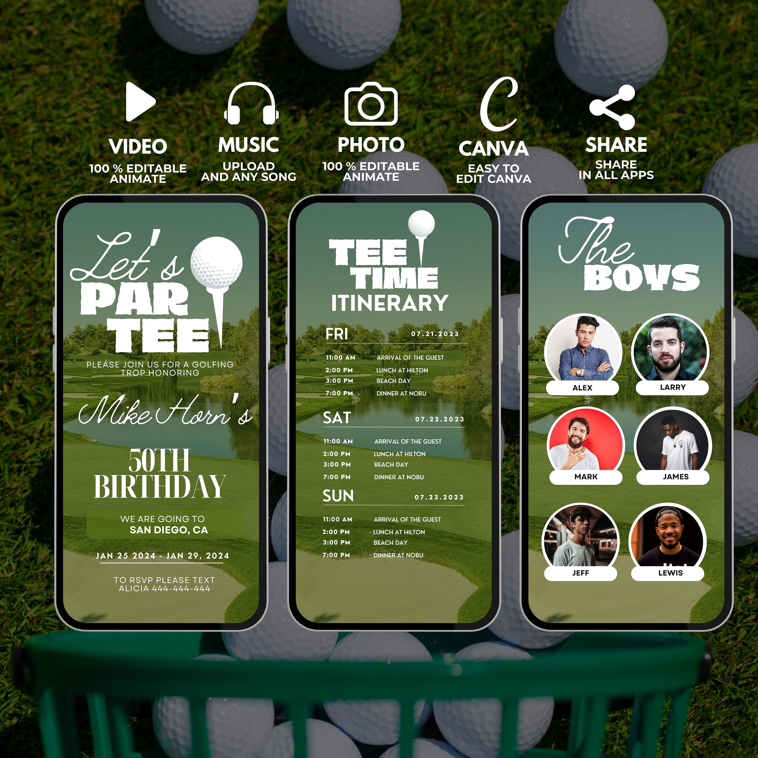 Golf Trip Planner Template - Editable Golf Itinerary, Golf Weekend ...