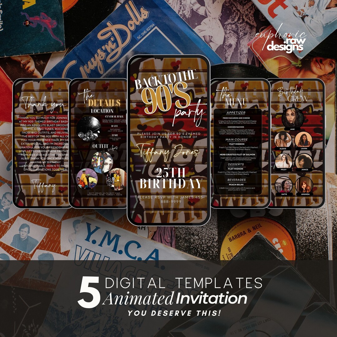 Digital 90s Birthday Invitation, 90s Party Invite, House Party Invite ...