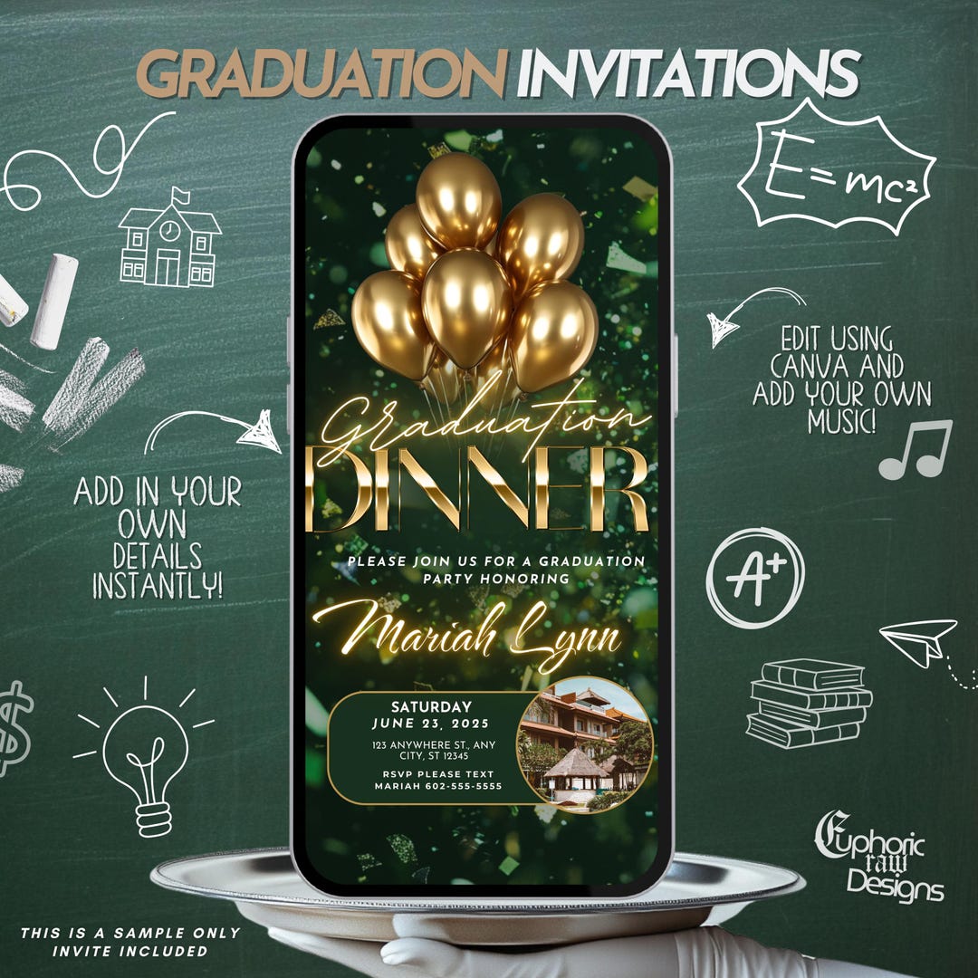 Class of 2025 Graduation Dinner Party Invitation, College Send-off ...