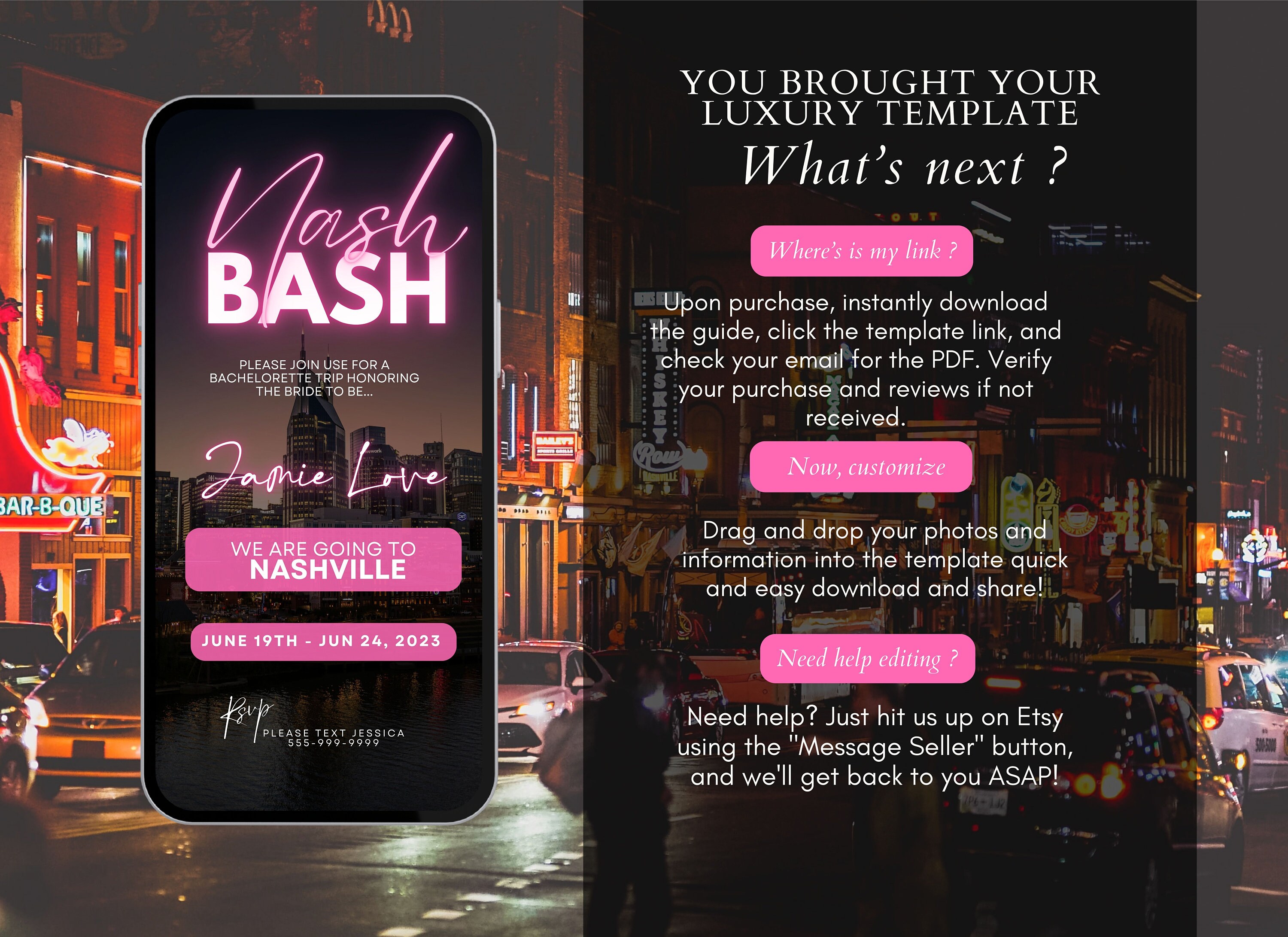 Digital Nash Bash, Brides Last Ride, Nashville Bachelorette Party, Bach ...
