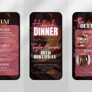 Digital Hibachi Invitation, Birthday Dinner Invite, Japanese Restaurant ...