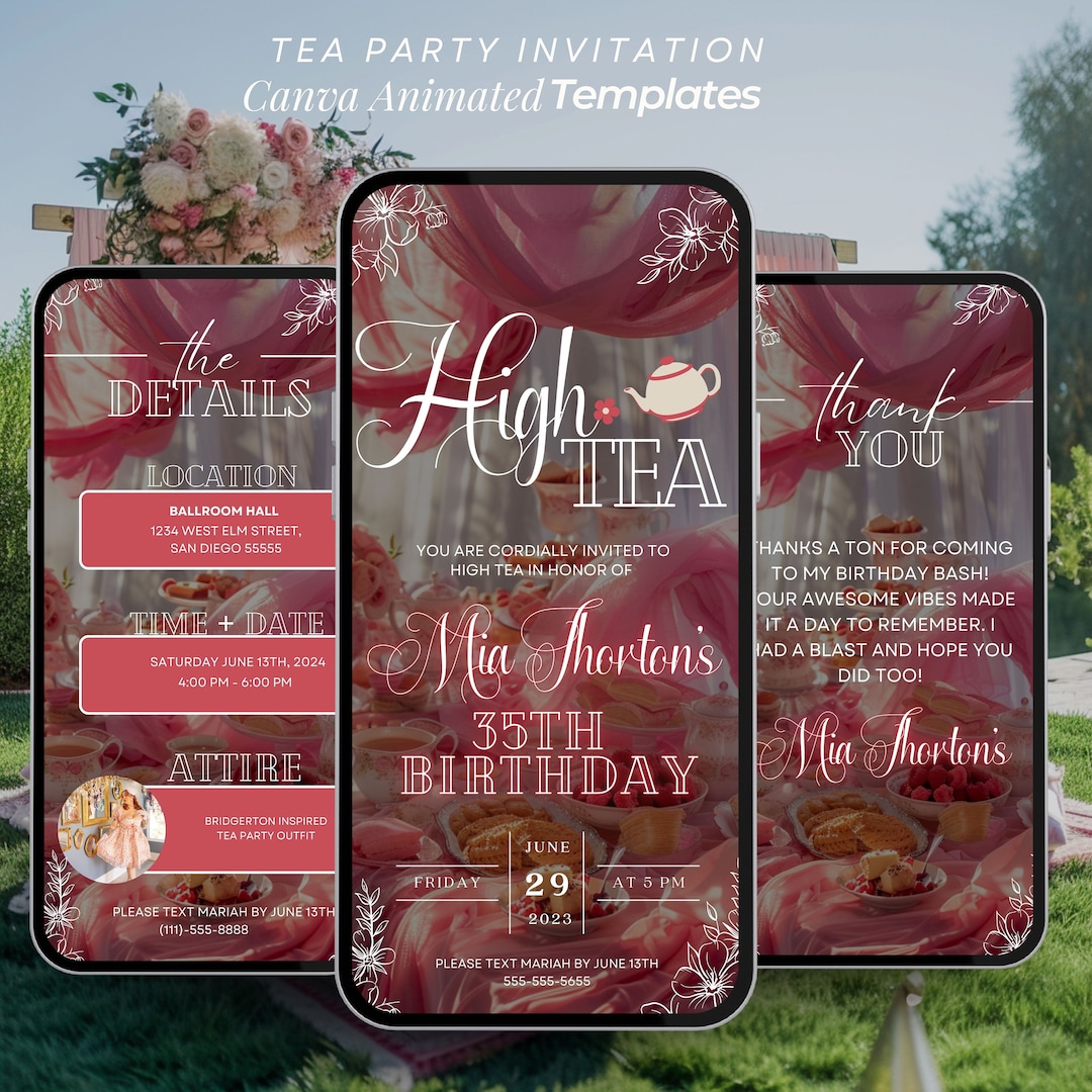 High Tea Party Birthday Invitation, Editable Floral Ladies Brunch ...