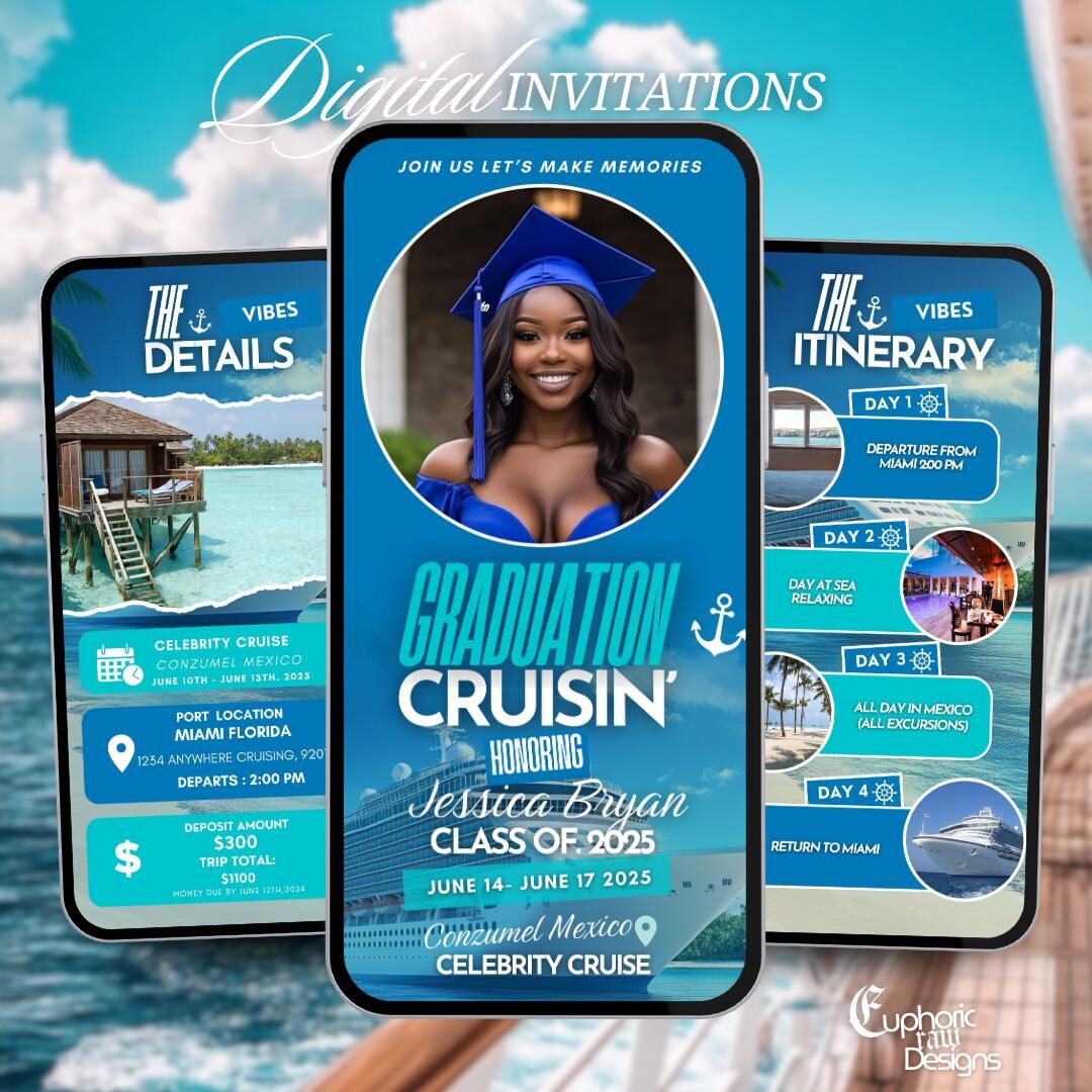Graduation Cruise Itinerary Invitation, Class of 2025 Digital Grad ...