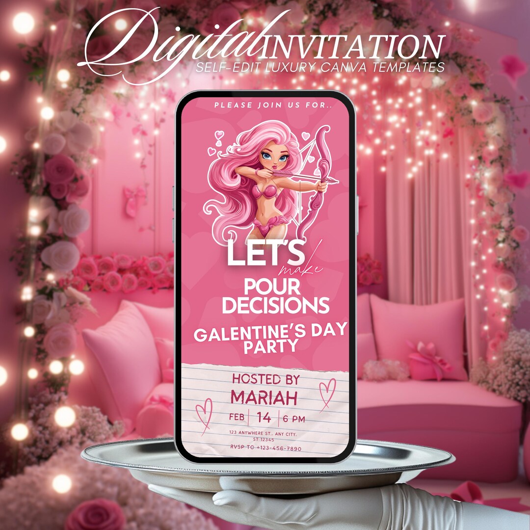 Galentine's Day Invitation, Let’s Make Pour Decisions Digital Valentine ...