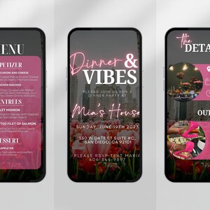 Floral Dinner Party Invitation, Dinner Birthday Menu, Dinner Invitation ...