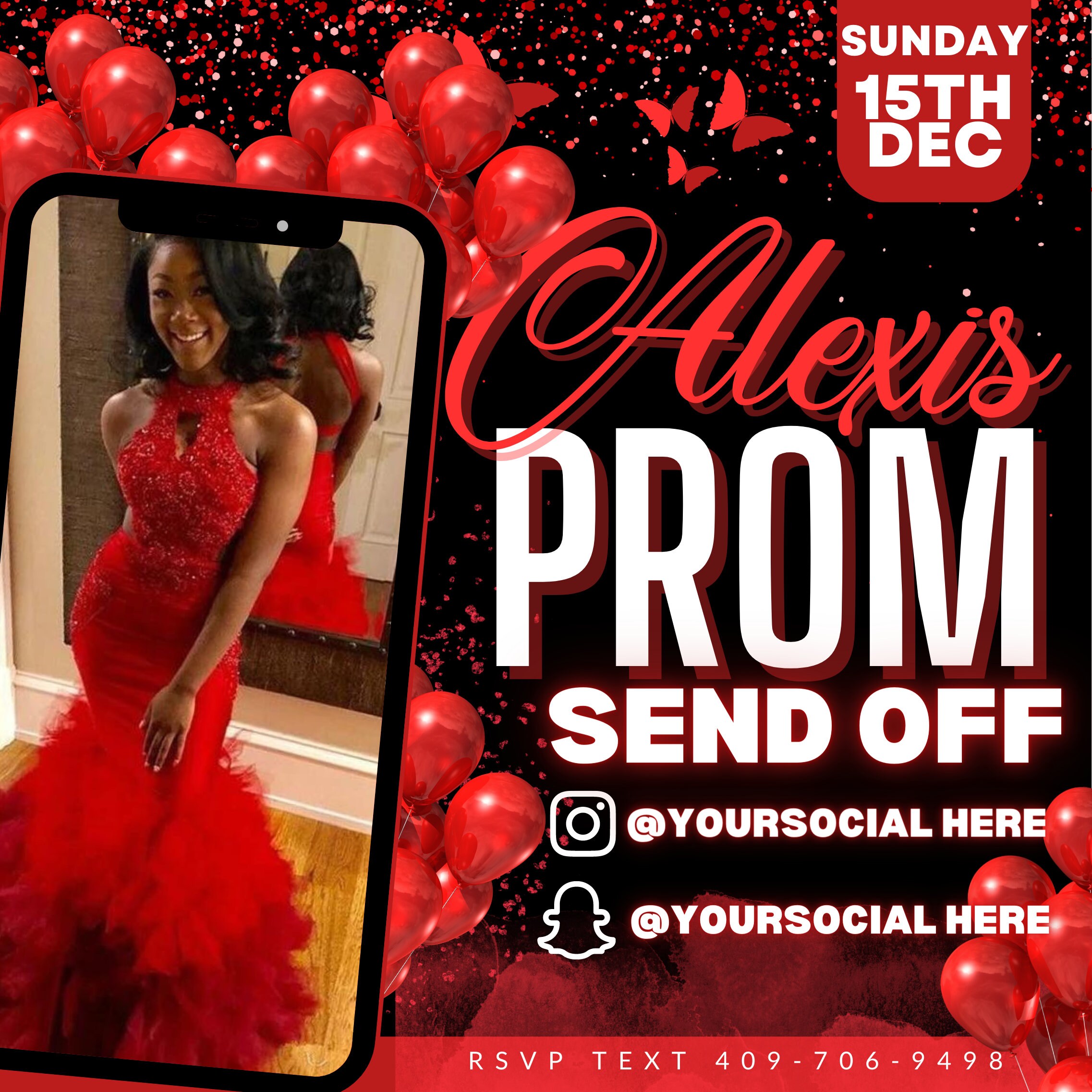 Editable Prom Flyer Invite Dress Reveal Prom Party Flyer - Etsy