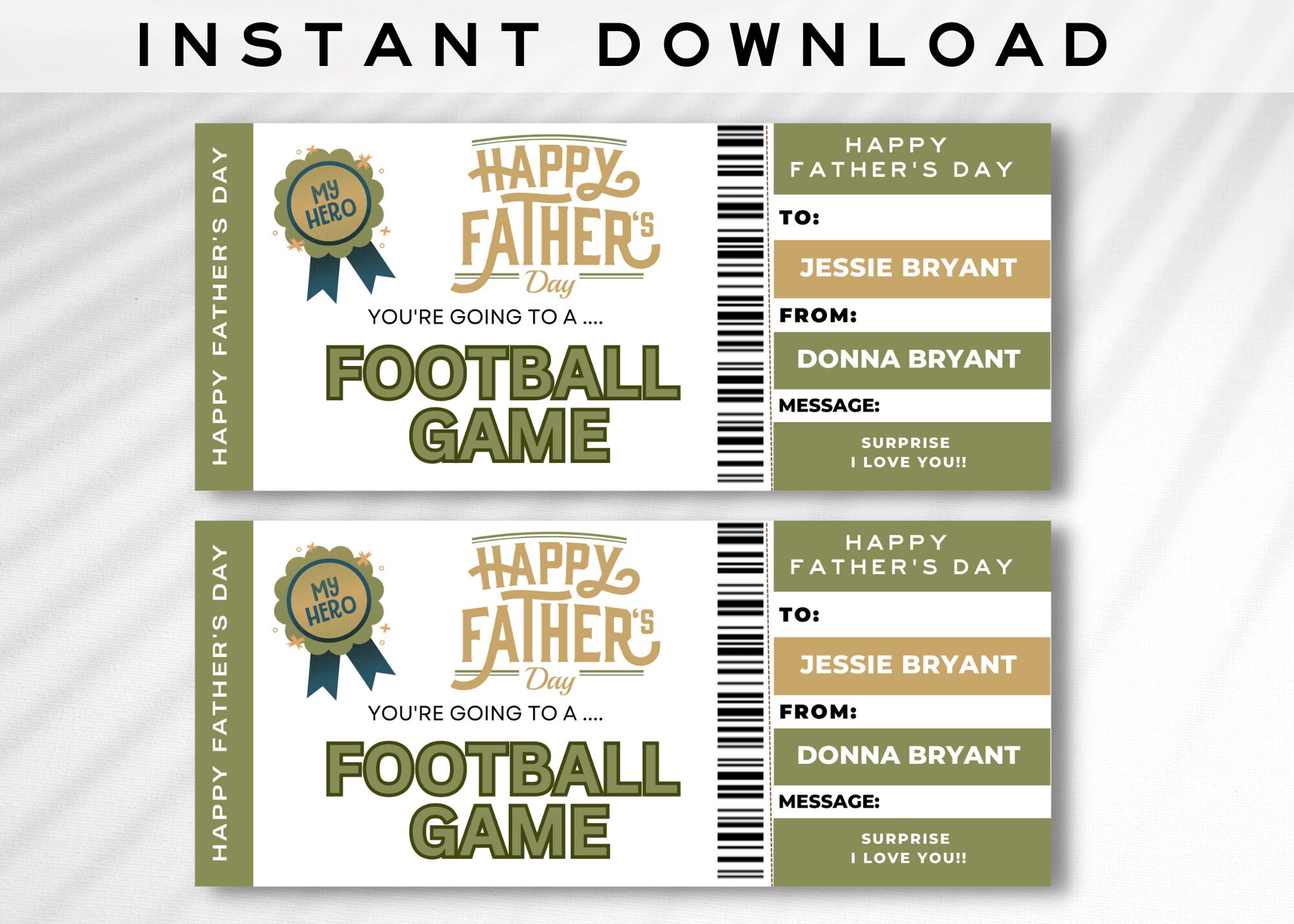 Father's Day Ticket Football Gamegift Idea Voucher - Etsy