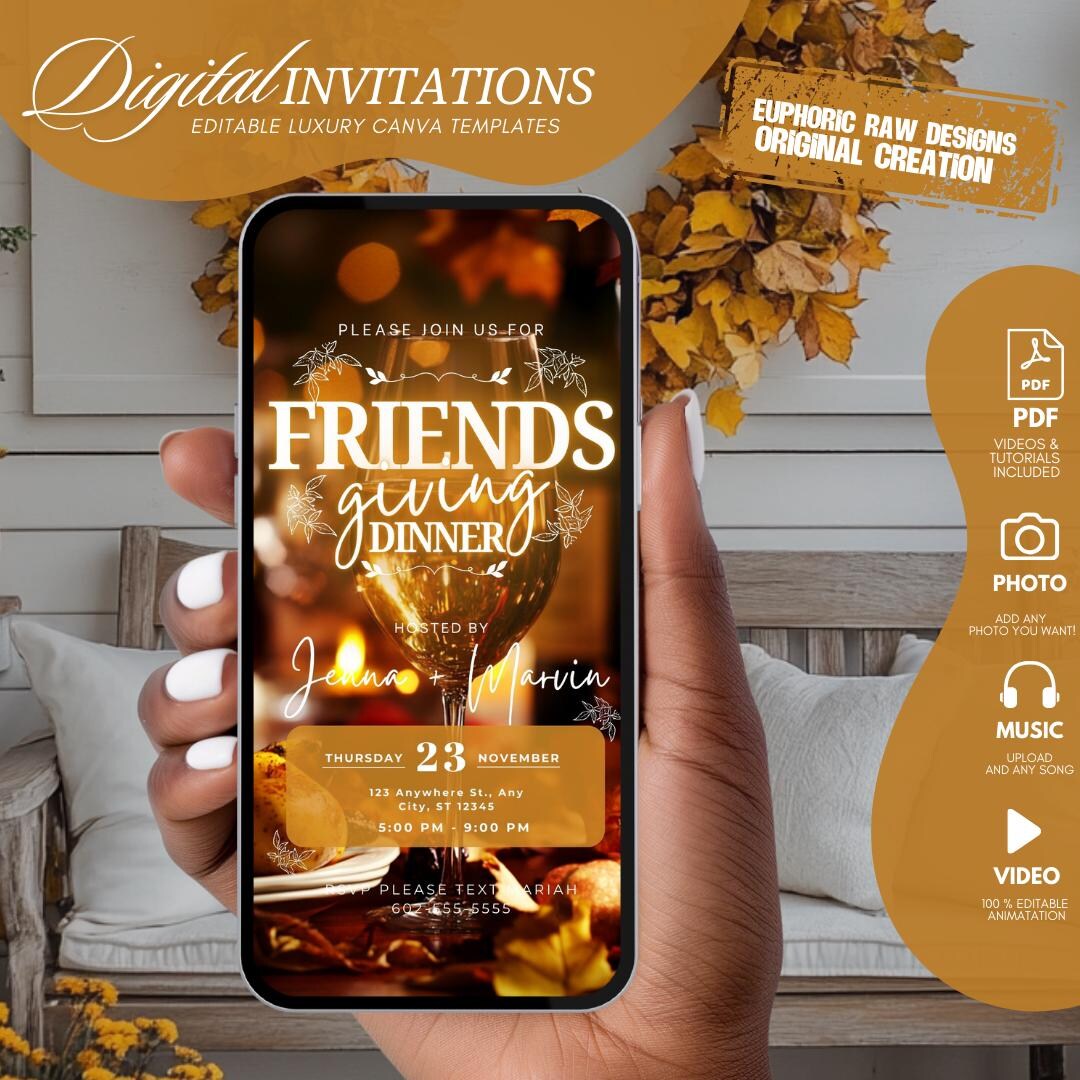 Friendsgiving Dinner Invitation, Customizable Thanksgiving Dinner ...