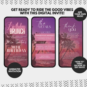 Brunch Invite Animated Invitation Birthday Brunch - Etsy