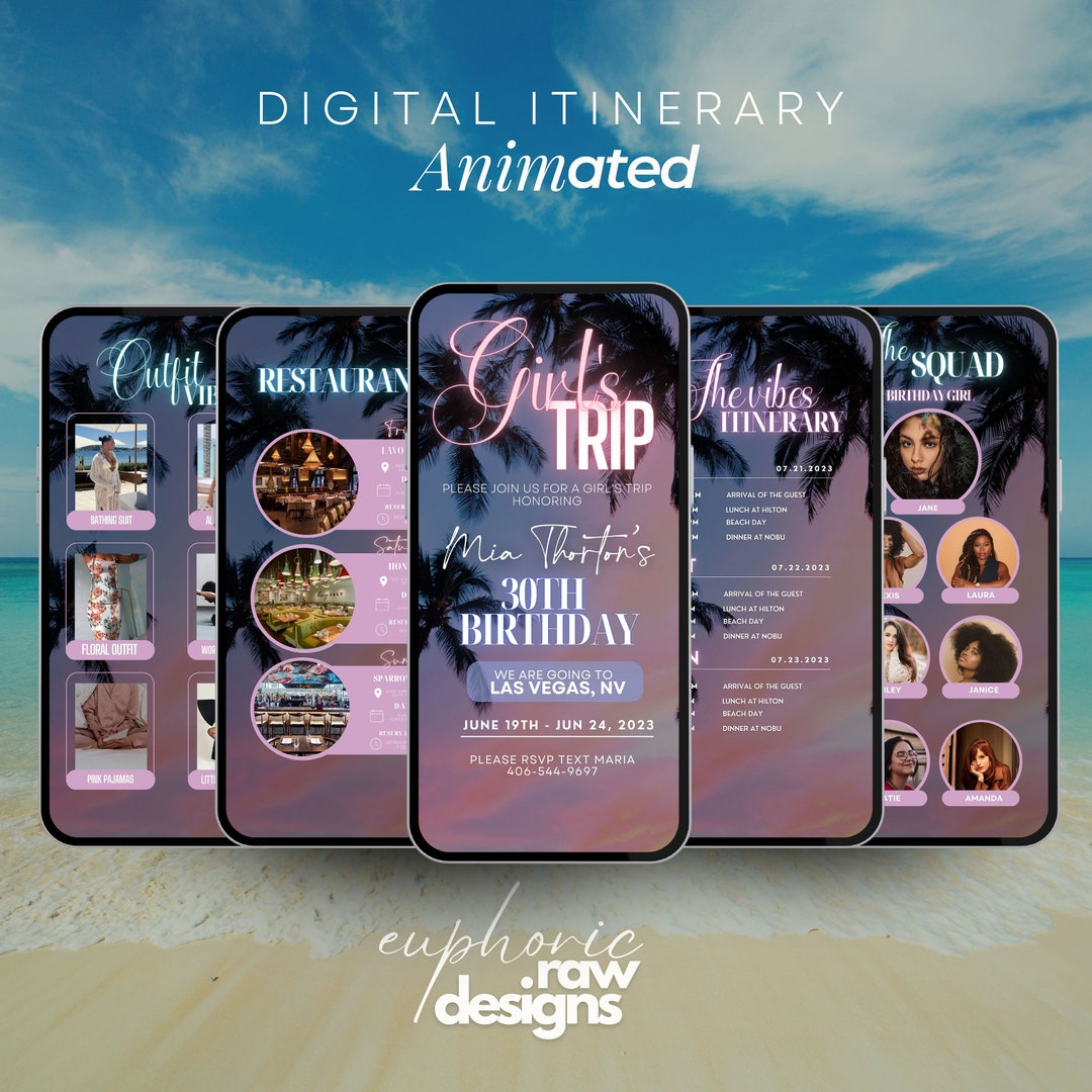 Girls Trip Itinerary, Itinerary Template, Travel Itineray, Birthday ...