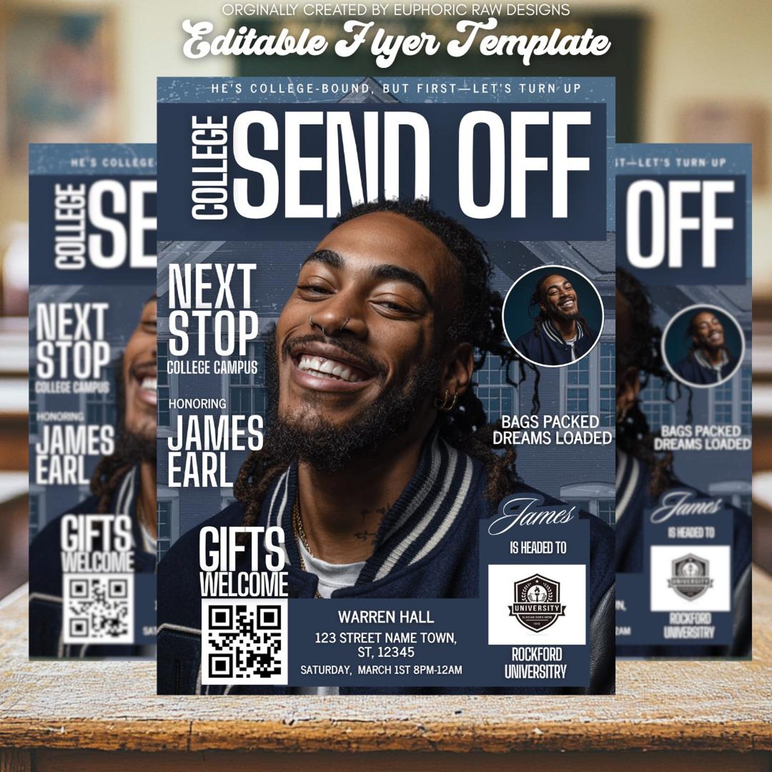 Men’s College Send-off Invitation, Navy Trunk Party Invite Download ...