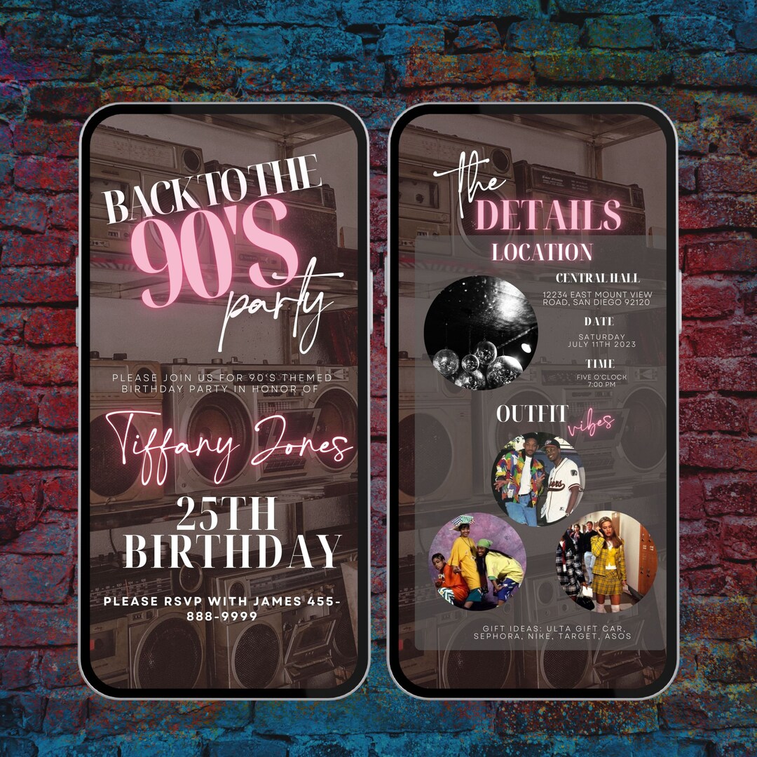 Digital 90s Birthday Invitation 90s Party Invite House Party - Etsy