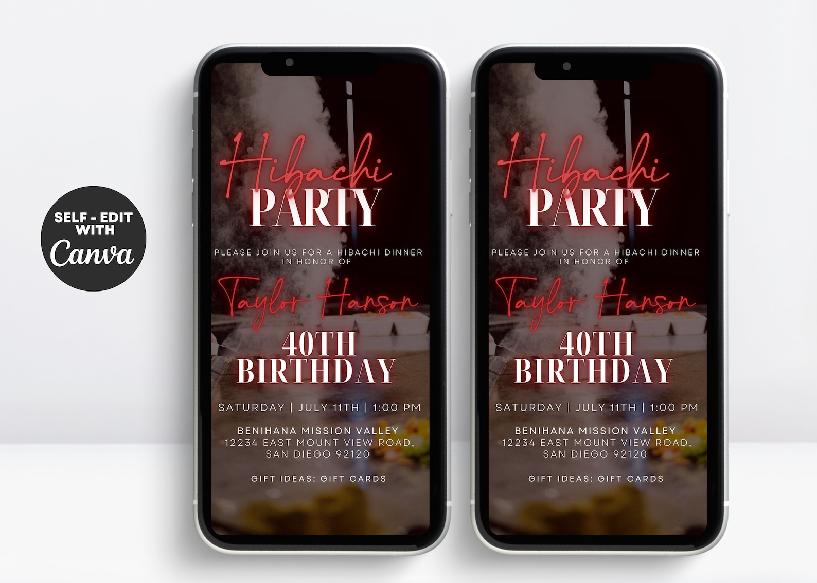 Hibachi Birthday Invitation, Hibachi Dinner Party Invite, Japanese ...