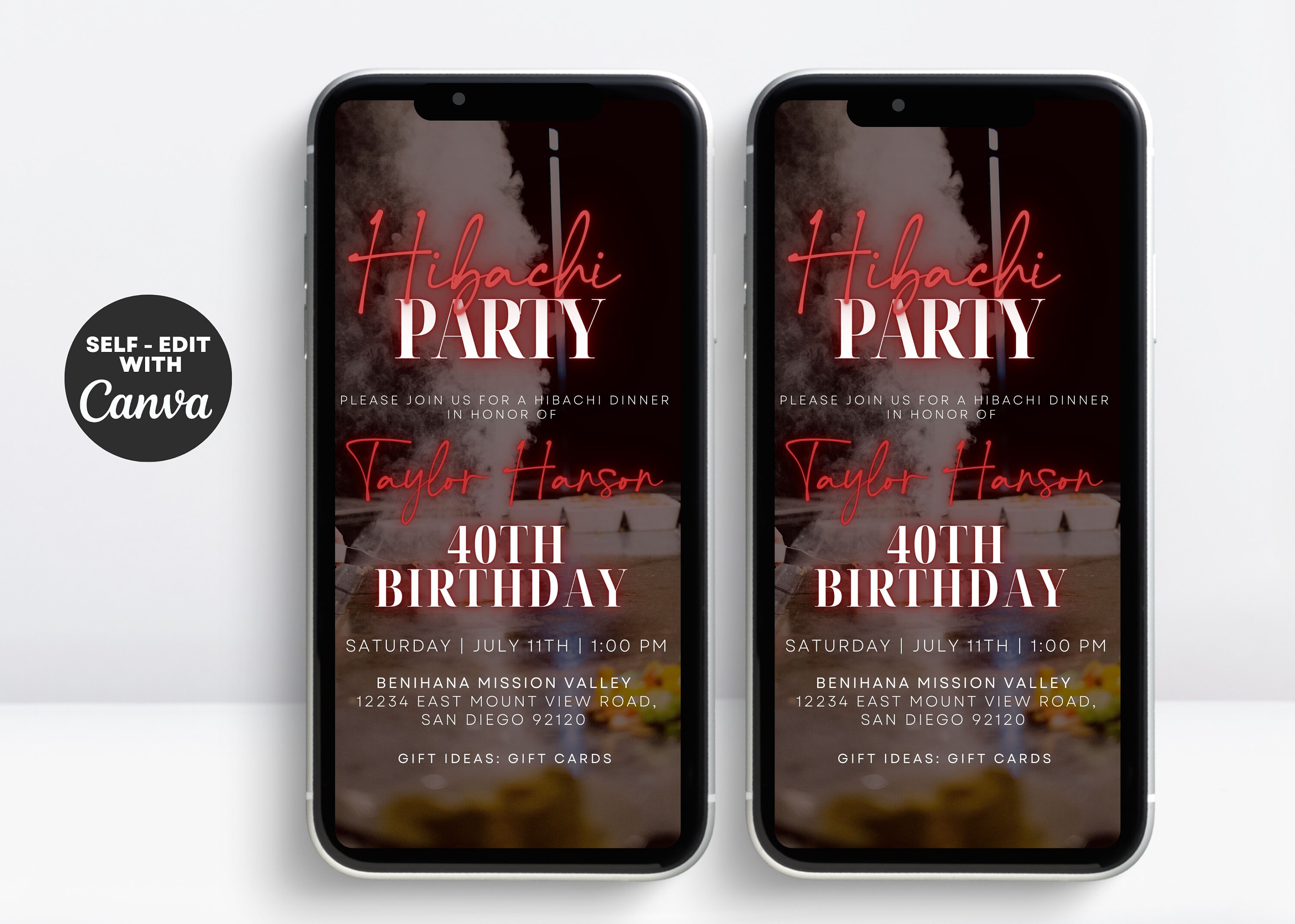 Hibachi Birthday Invitation, Hibachi Dinner Party Invite, Japanese ...