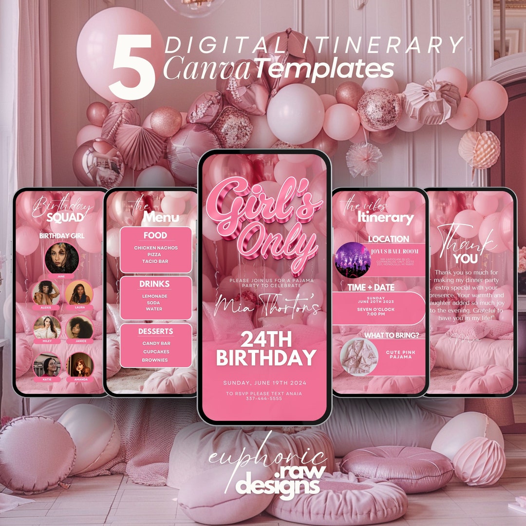 Girl's Night Adult Birthday Slumber Party, Pajama Party Itinerary ...