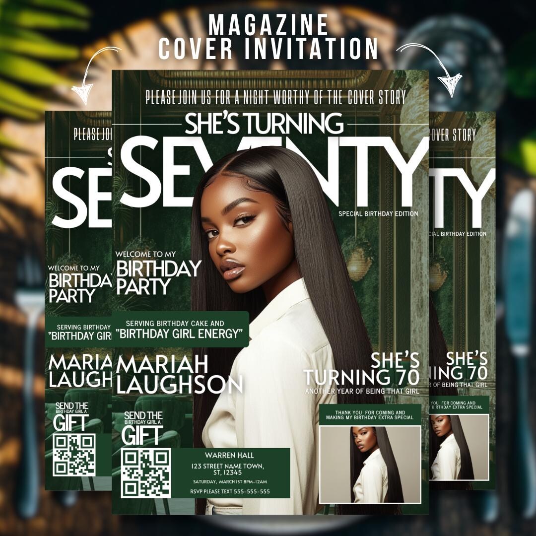 Digital 70th Birthday Magazine Invitation for Women, Glam Magazine ...