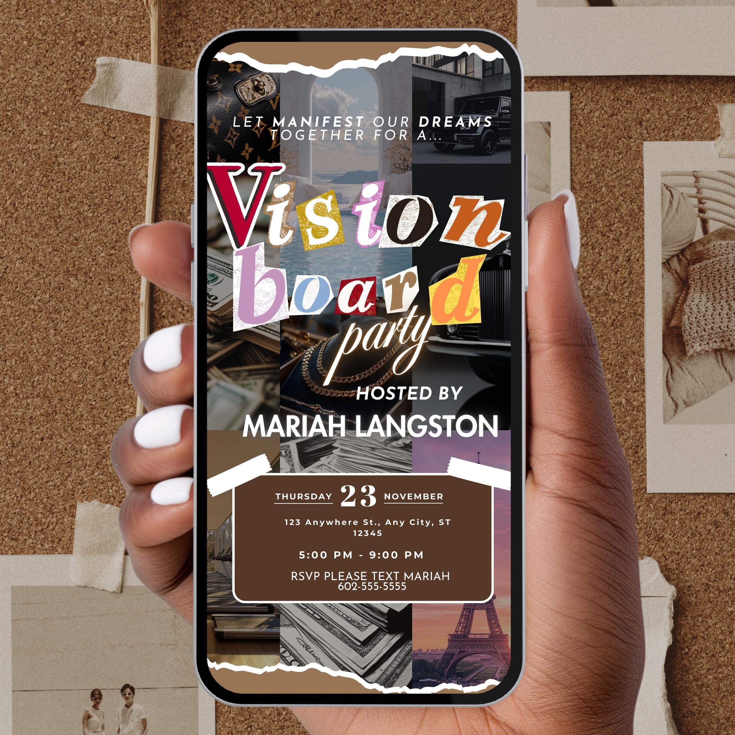 New Years 2025 Vision Board Party Invitation, Manifestation Gathering ...