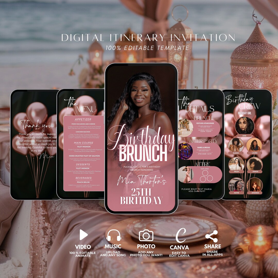 Brunch Flyer Invite, Digital Birthday Brunch Invitation, Brunch ...