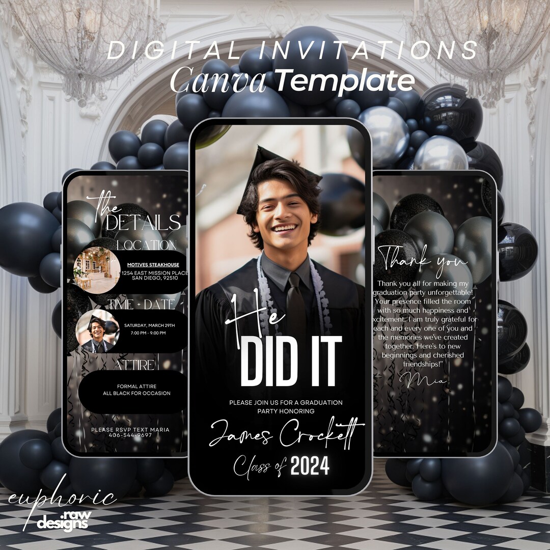 Class of 2024 Graduation Invites, Grad Announcement, High School ...