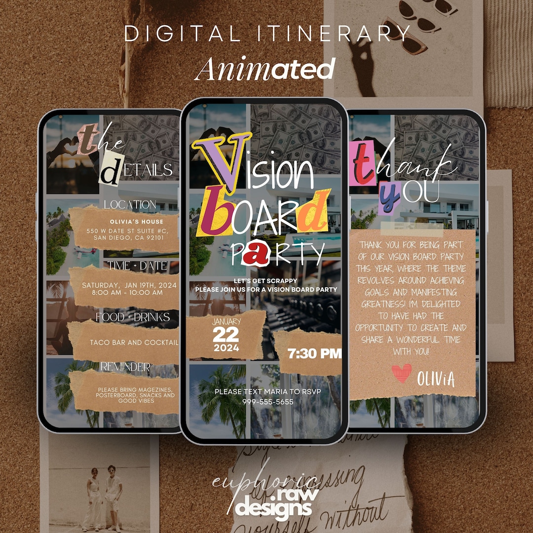 Vision Board Party Invitation, 2024 Party, Manifestation Party, Vision ...