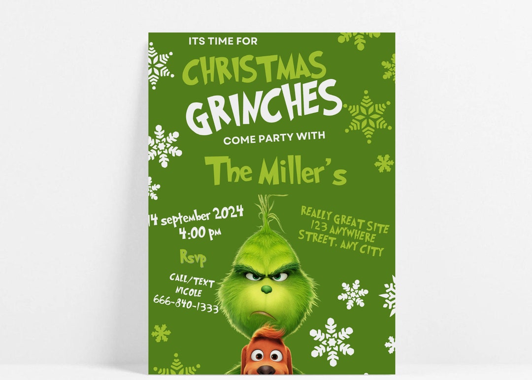 Grinch Invitation Grinchmas Holiday Party Grinch Theme - Etsy