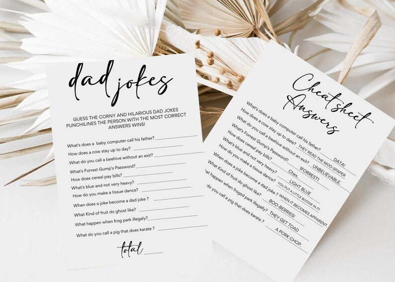 Dad Jokes Baby Shower Game Dad Games Trivia Riddles Funny - Etsy
