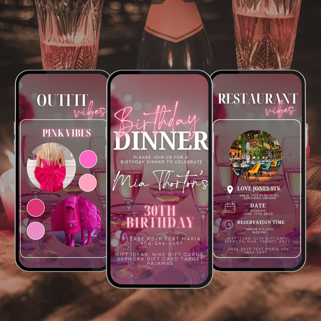Digital Birthday Dinner Invitation Birthday Dinner Digital - Etsy